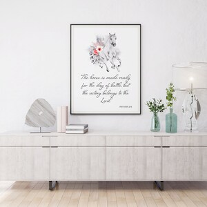 Proverbs 21:31 Bible Verse Wall Art Printable L Scripture Decor L Horse ...