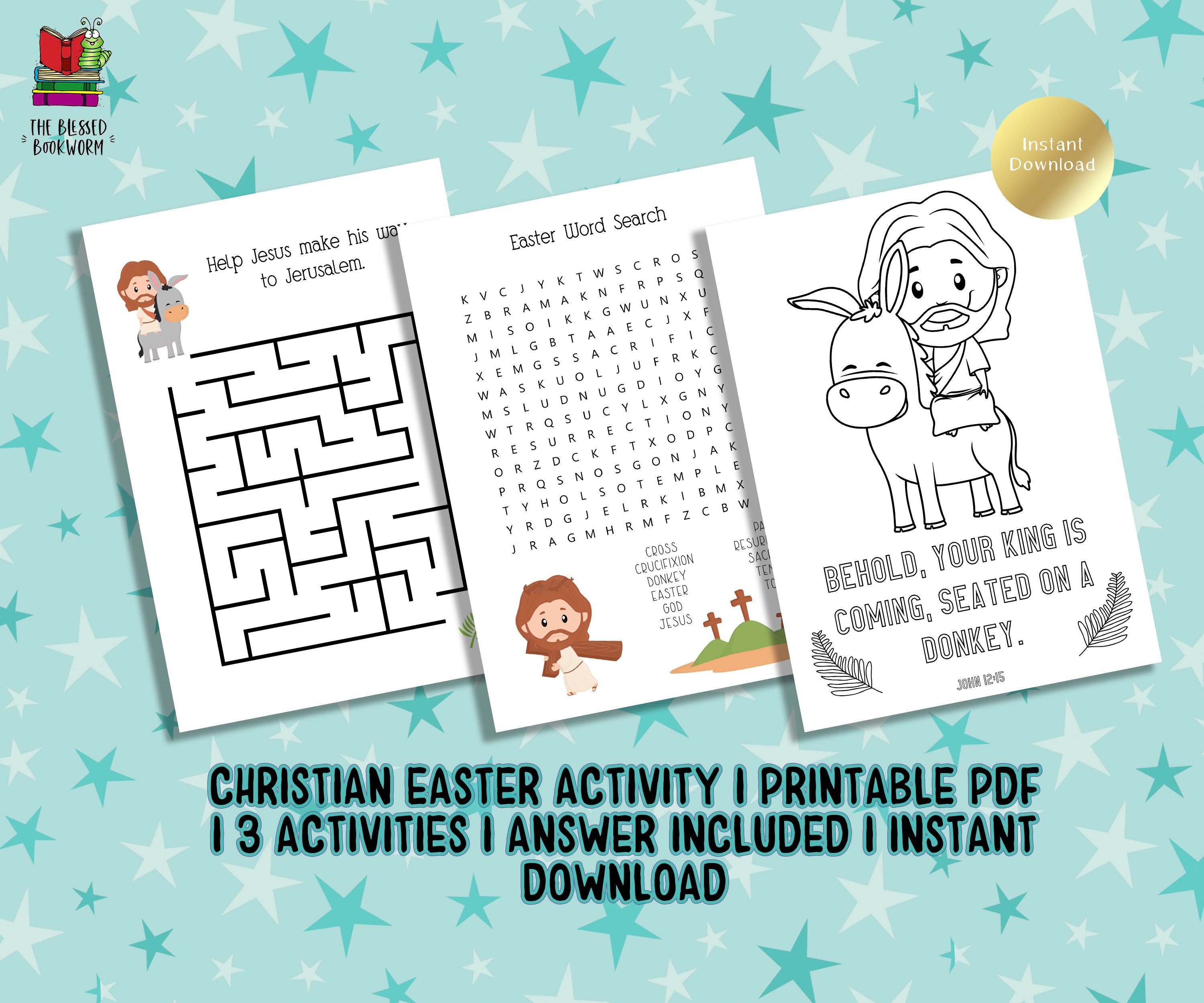 Christian Activities for Kids I Easter Maze Wordsearch Colouring Page I ...