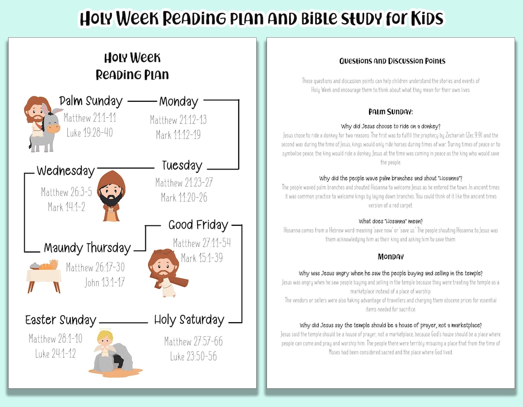Printable Easter Story Bible Reading Plan and Bible Study I Holy Week ...