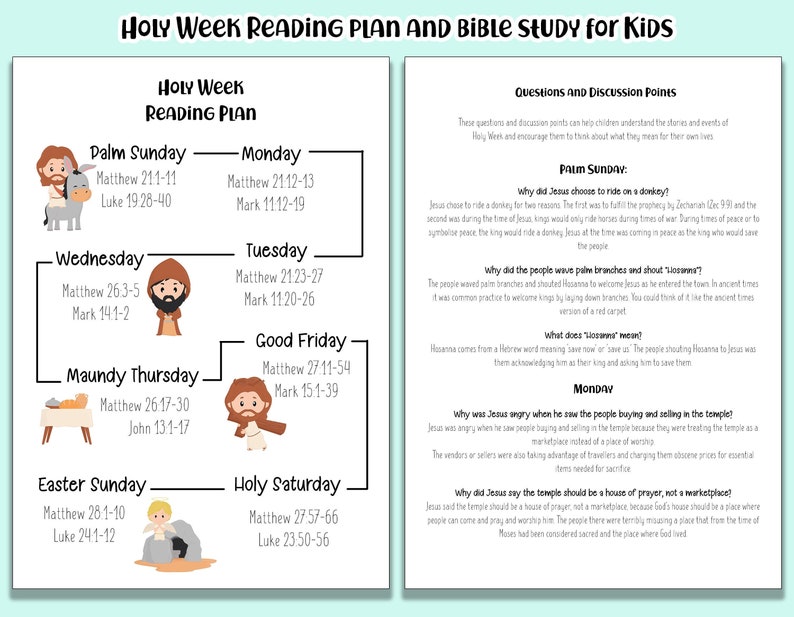 Printable Easter Story Bible Reading Plan and Bible Study I Holy Week ...