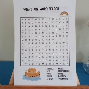 Kids Bible Activity I Noahs Ark Colouring Page I Maze Wordsearch ...