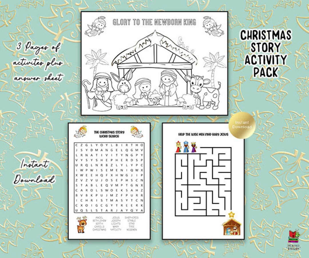 Christmas Story Activity Pack: Maze, Wordsearch, Coloring (printable ...