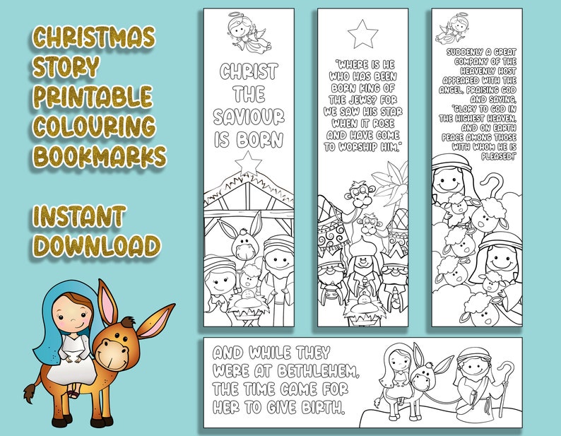 Printable Christmas Colouring Bookmarks L Christmas Story Activity L ...