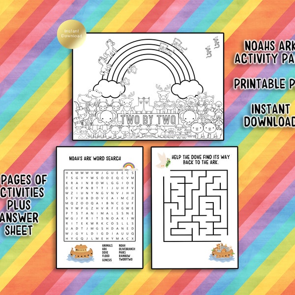 Noah's Ark Printable, Sunday School Craft, Bible Story Activity Kids ...