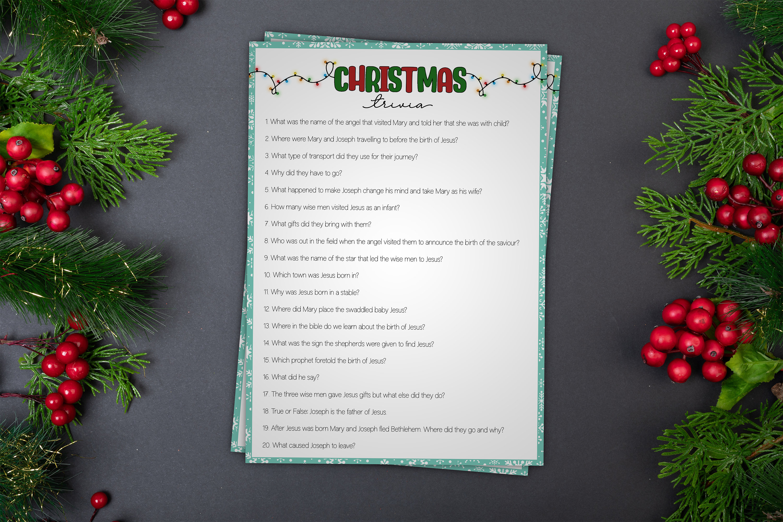 Printable Christmas Story Trivia Questions and Answers L Birth of Jesus ...