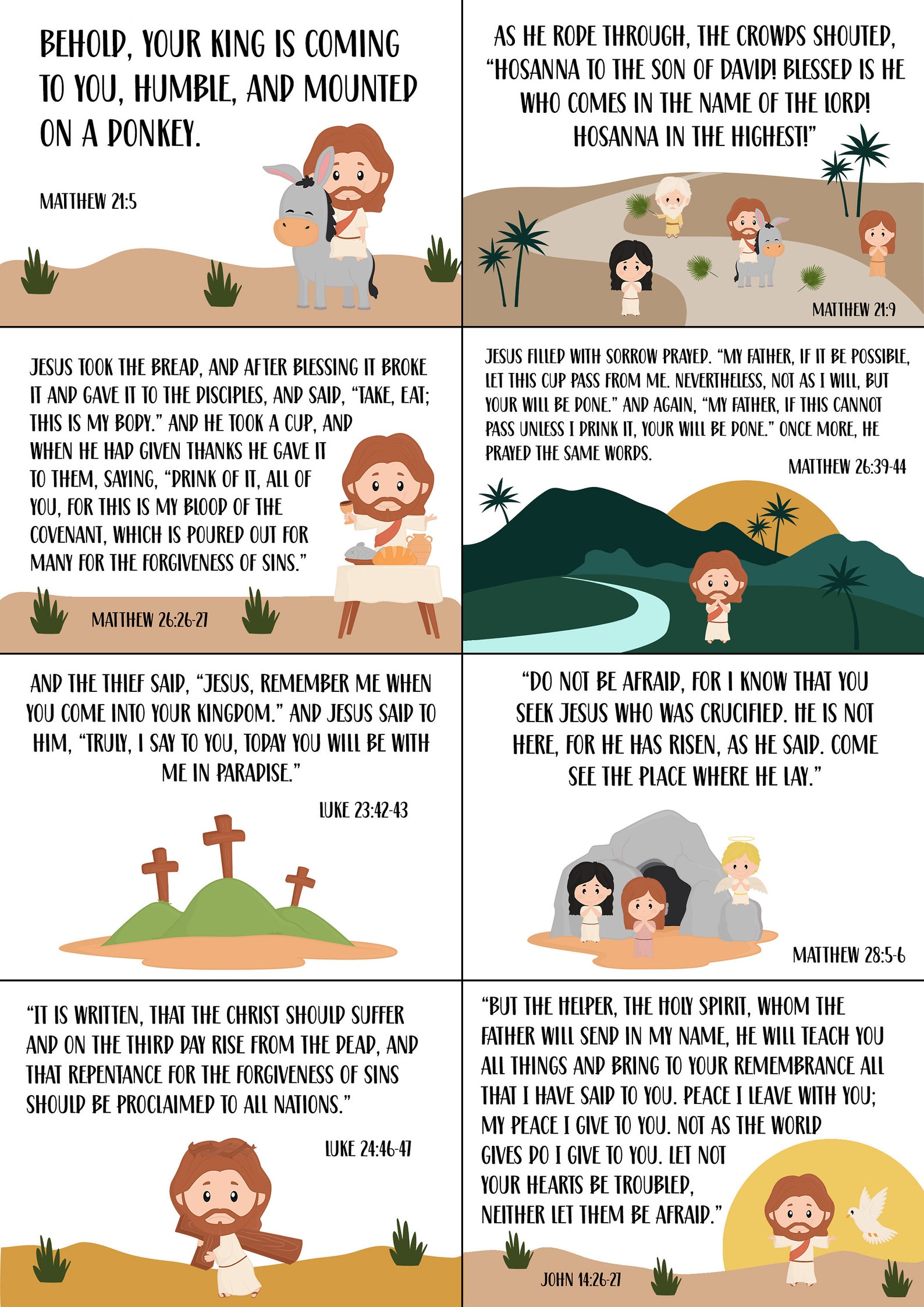 Easter Story Scripture Cards for Kids: Christian Bible Verses (digital ...