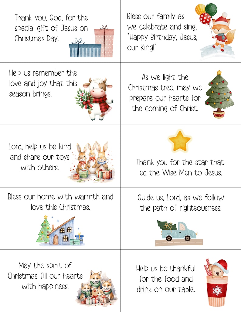 24 Printable Kids Christmas Prayer Cards L Advent Calender Filler L ...