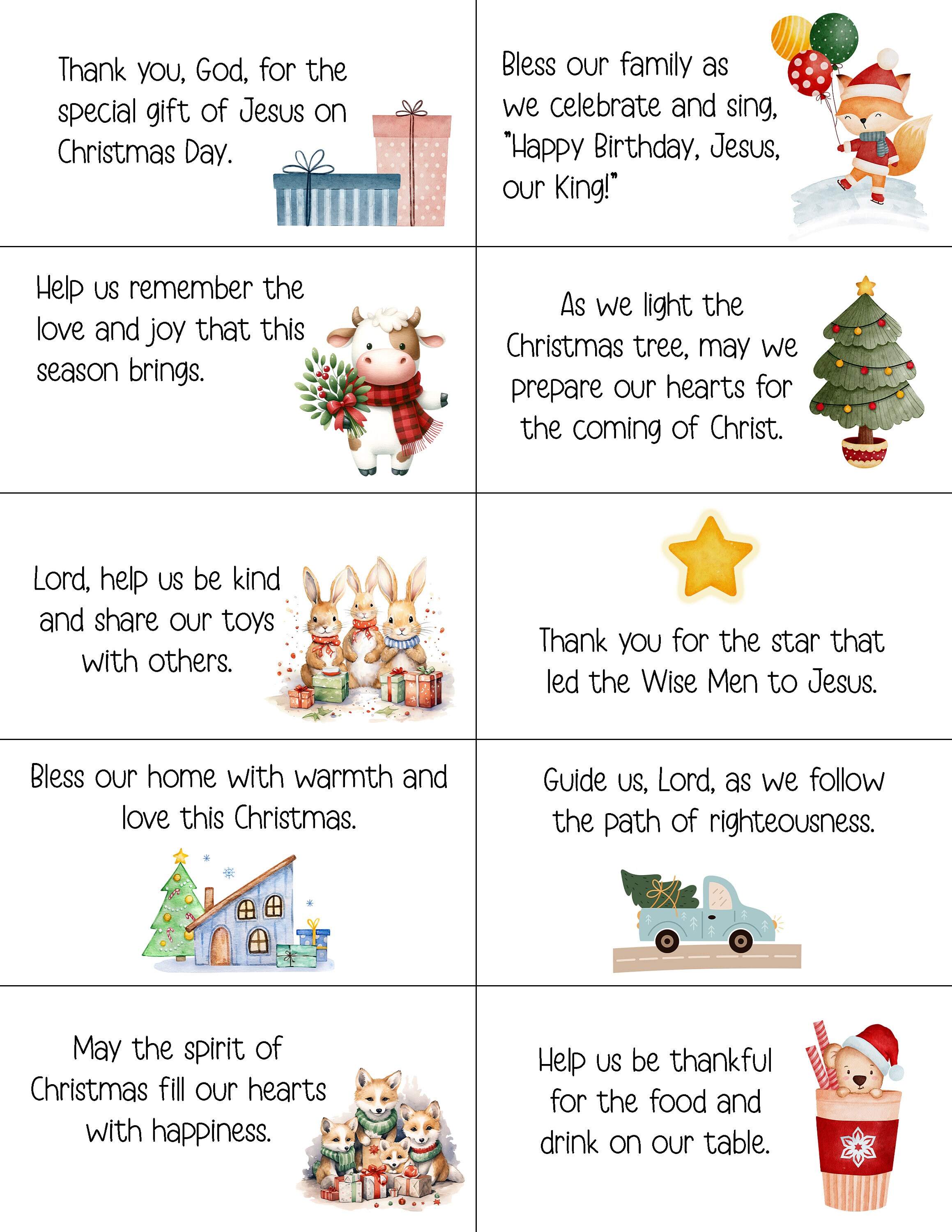 24 Printable Kids Christmas Prayer Cards L Advent Calender Filler L ...