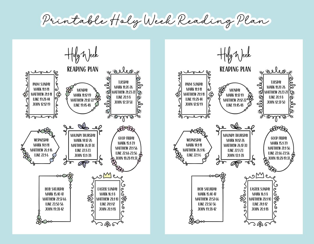 Holy Week Reading Plan I Christian Easter Story Bible Reading I Easter ...