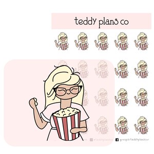 Popcorn Girl Stickers Printable Planner Stickers - Etsy