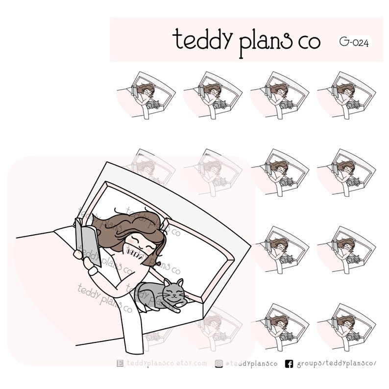 Reading in Bed Stickers Printable Planner Stickers | Etsy