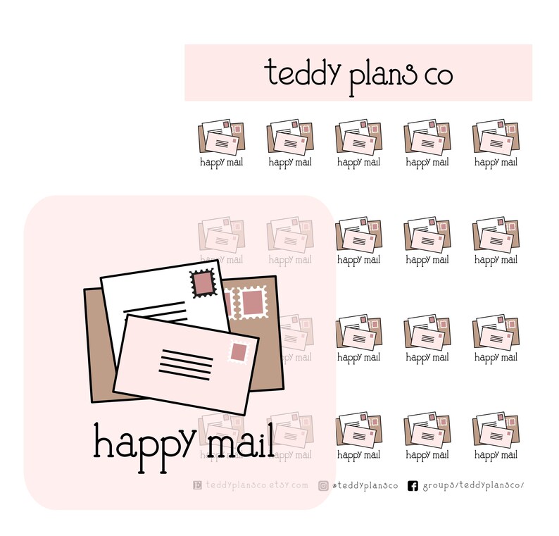 Happy Mail Icons Printable Planner Stickers - Etsy
