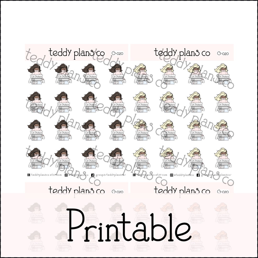 Silhouette Girl Stickers | Printable Planner Stickers (G-020) - Etsy
