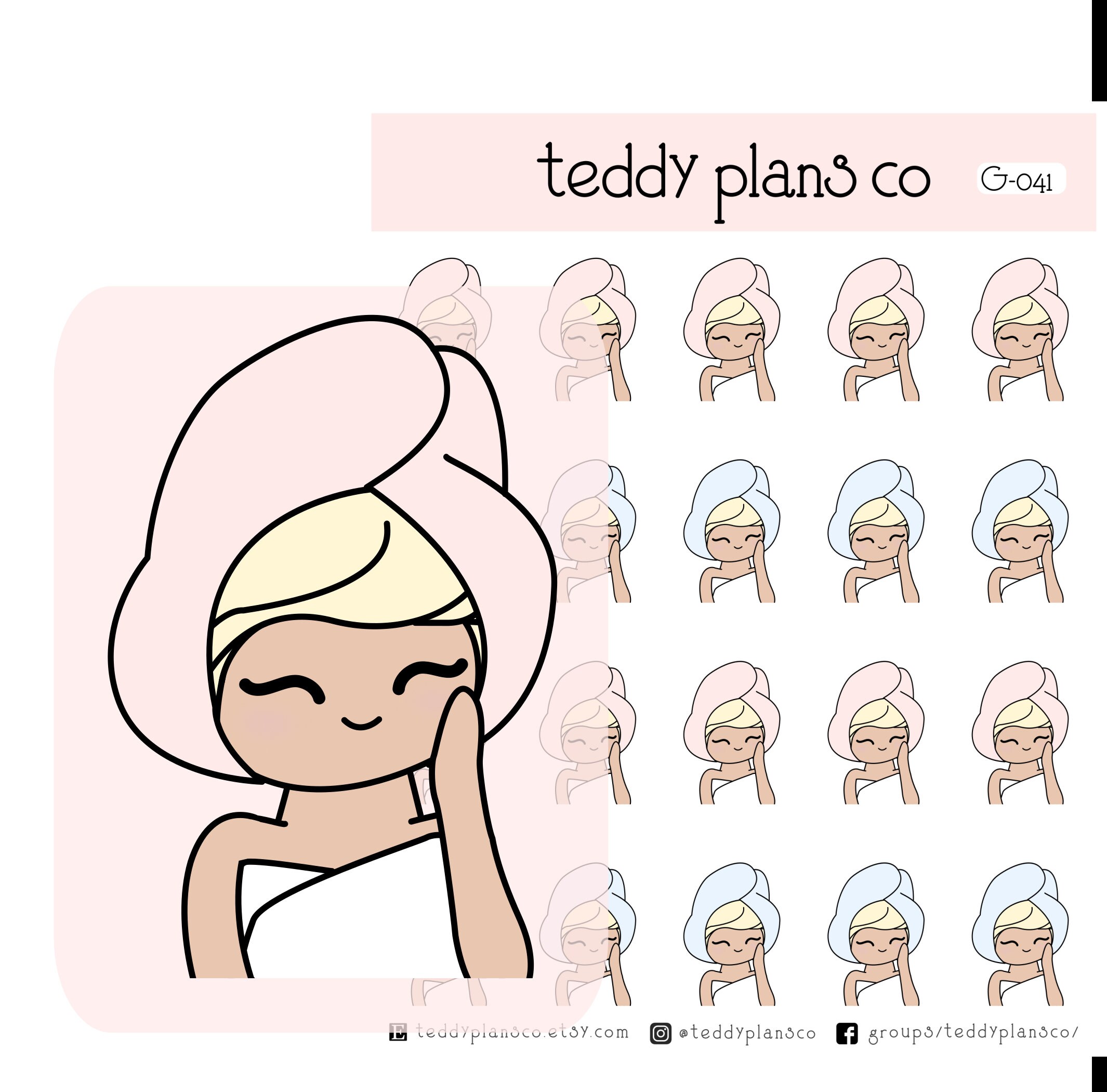 Wash Hair Girl Stickers Printable Planner Stickers - Etsy