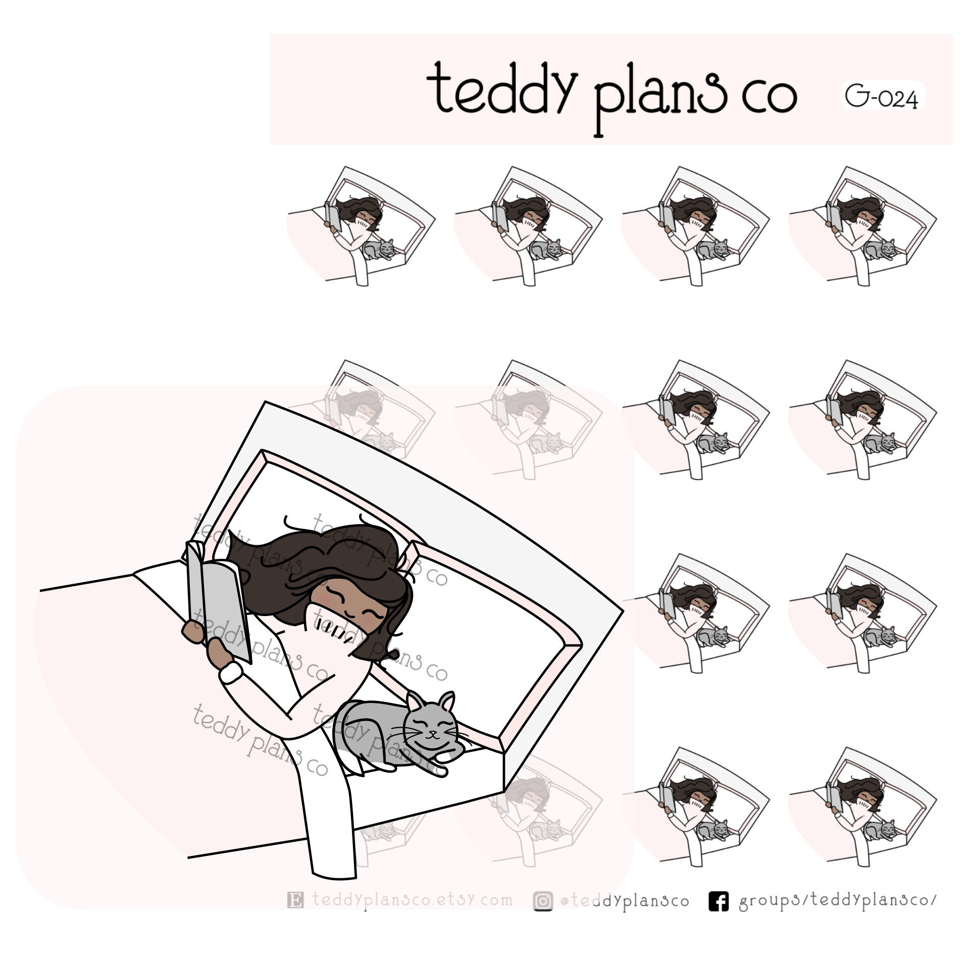 Reading in Bed Stickers Printable Planner Stickers - Etsy