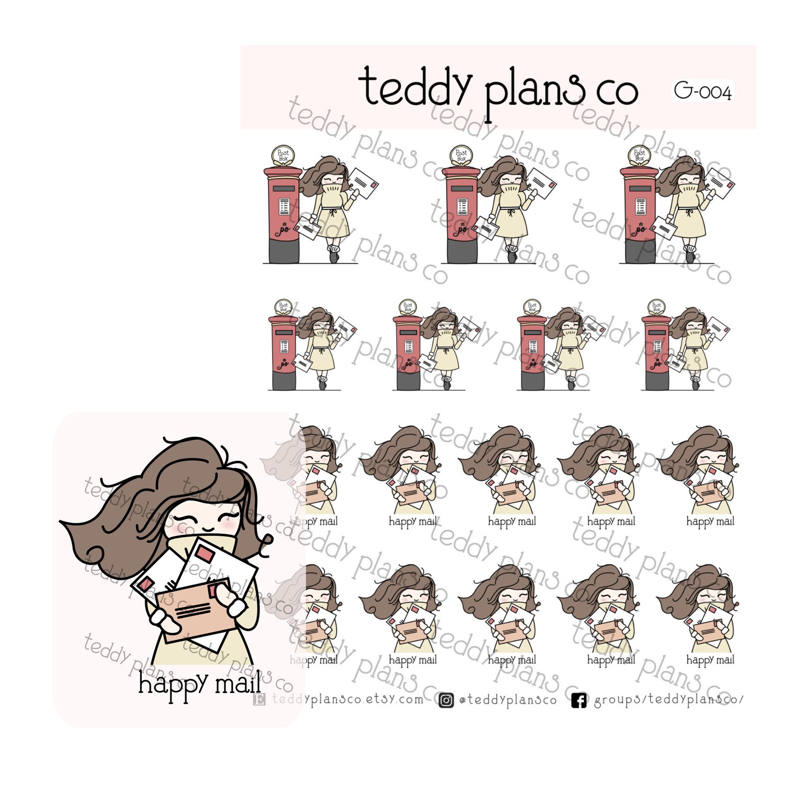 Happy Mail Girls Post Mail Post Office Planner Stickers | Etsy