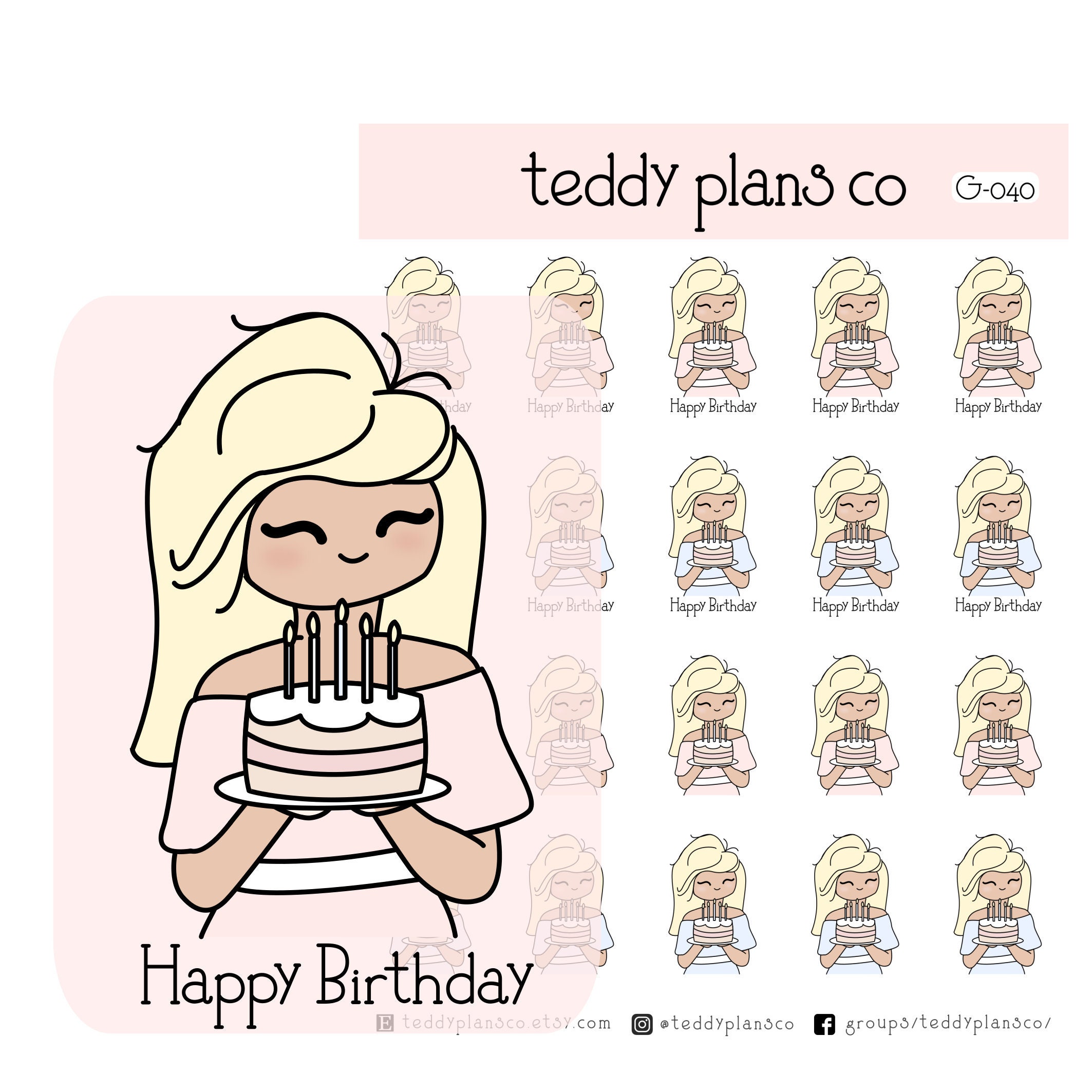 Happy Birthday Girl Stickers Planner Stickers | Etsy