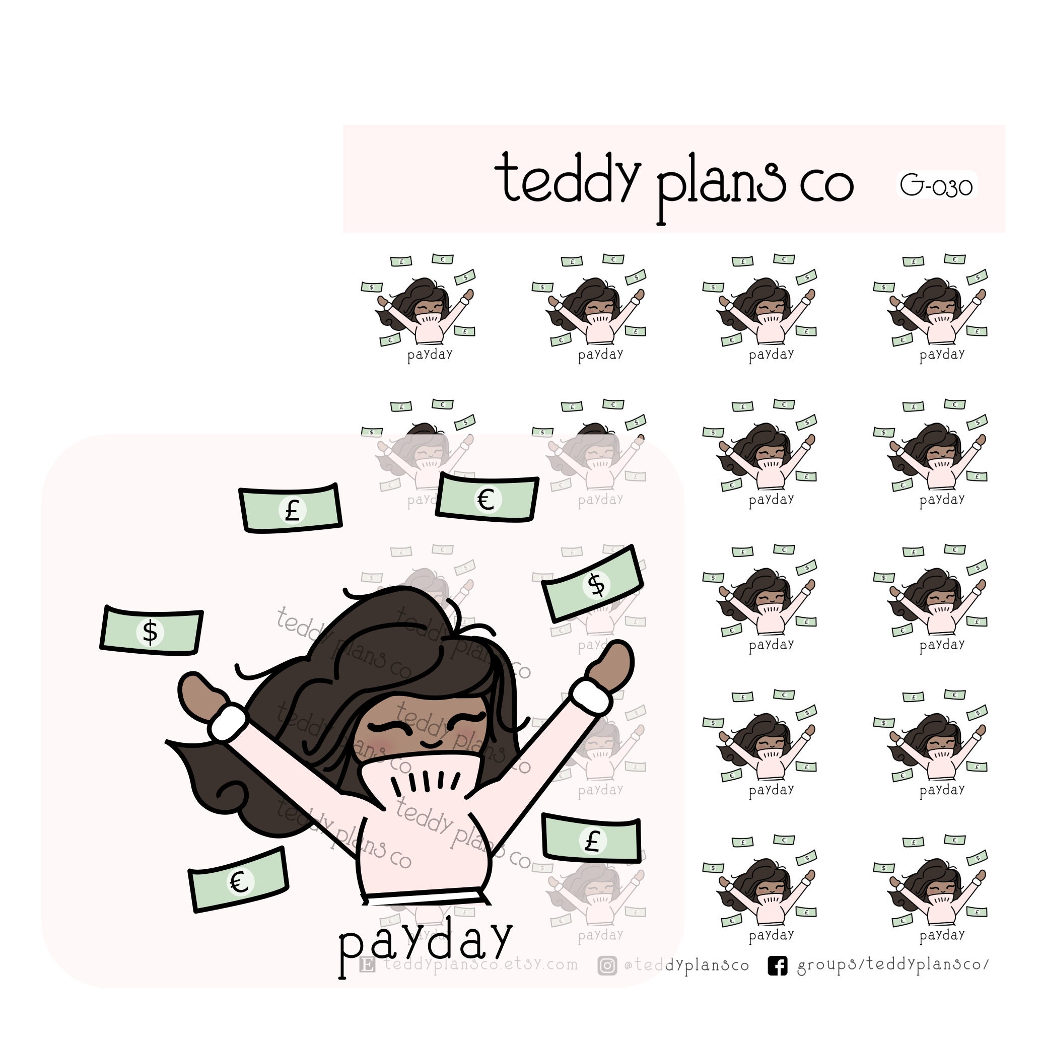 Payday Girl Stickers Printable Planner Stickers | Etsy