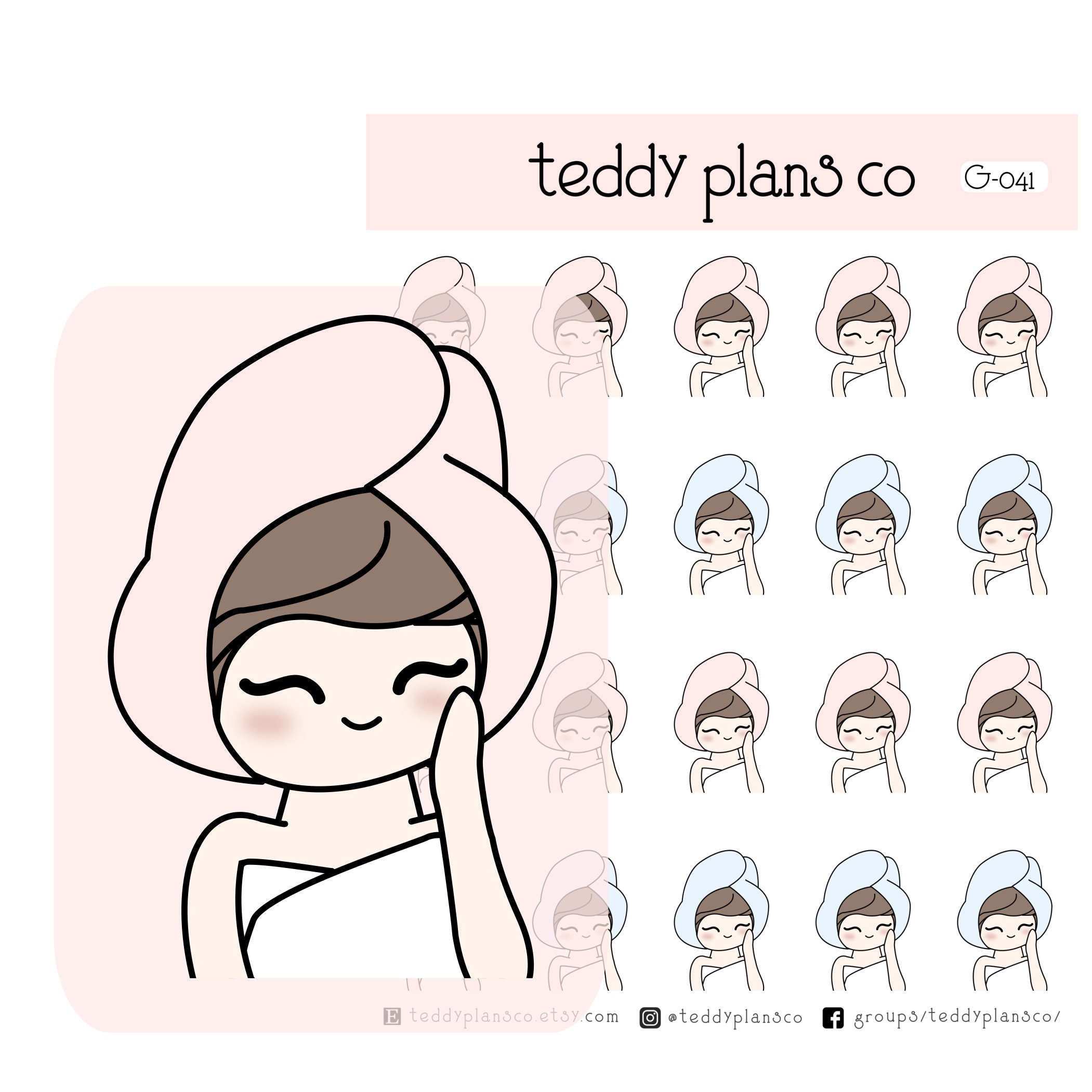 Wash Hair Girl Stickers Printable Planner Stickers - Etsy