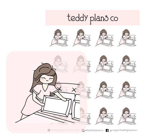 Making Bed Girl Stickers Planner Stickers G-078 - Etsy