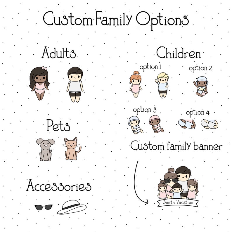 PRINTABLE Custom Summer Family | Planner Stickers (C-012) - Etsy