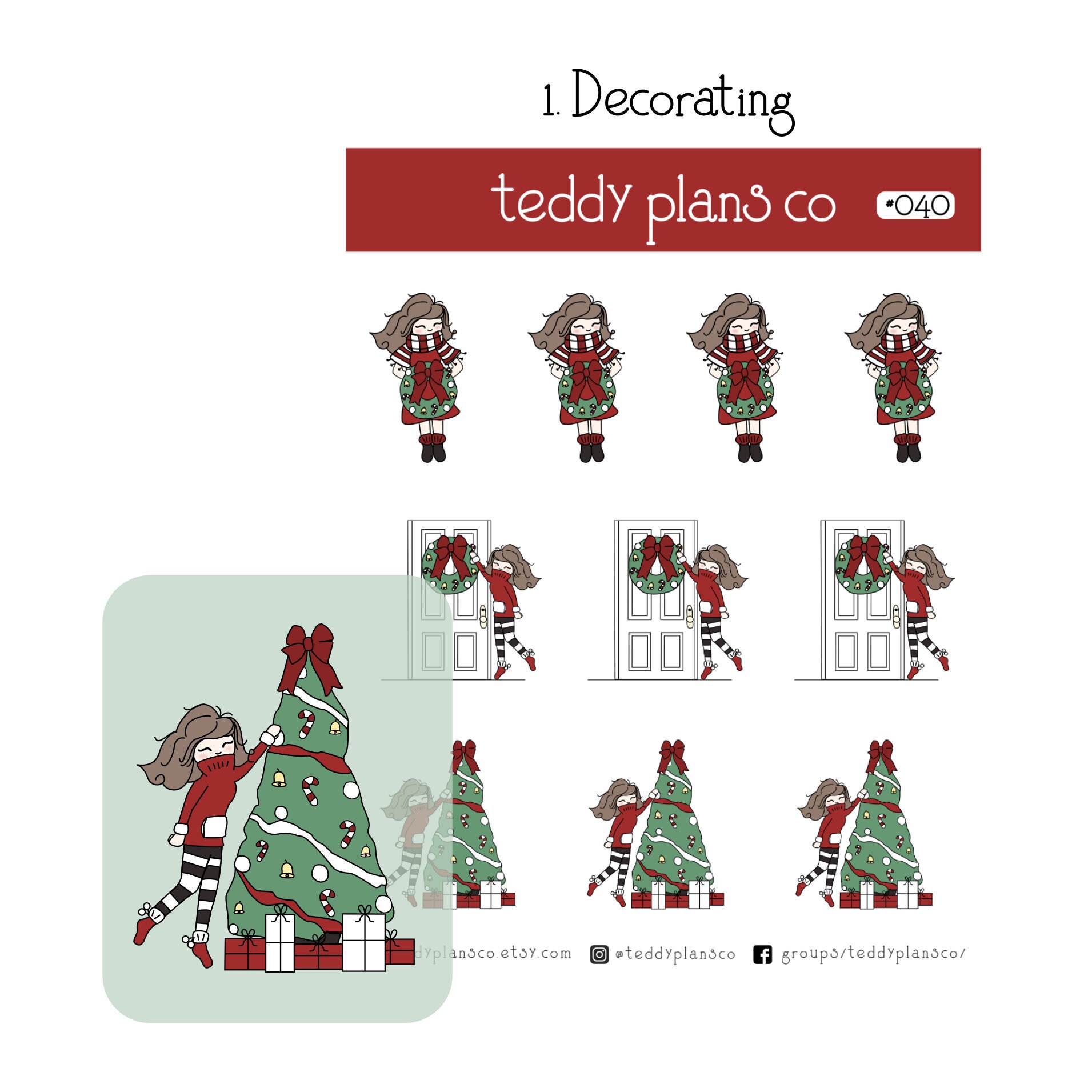 Traditional Christmas Girl Characters Planner Stickers - Etsy