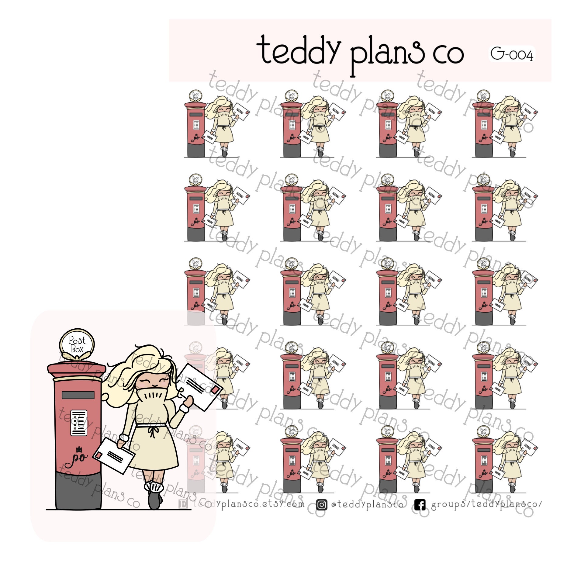 Happy Mail Girls Post Mail Post Office Planner Stickers | Etsy