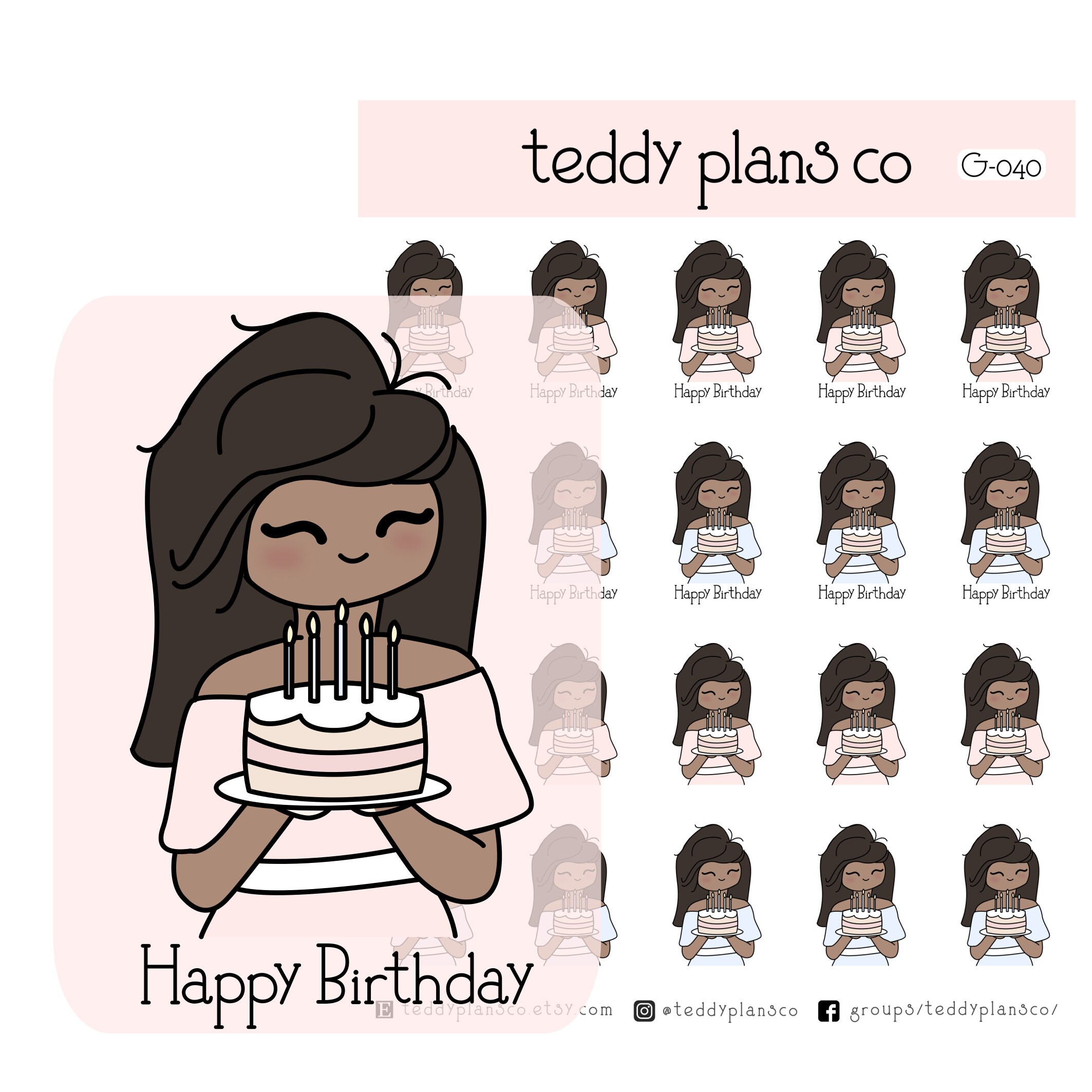 Happy Birthday Girl Stickers Planner Stickers | Etsy