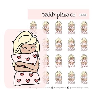 Hugging Pillow Girl Stickers | Planner Stickers - Etsy