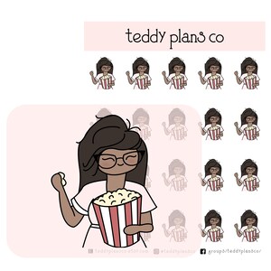 Popcorn Girl Stickers Printable Planner Stickers - Etsy
