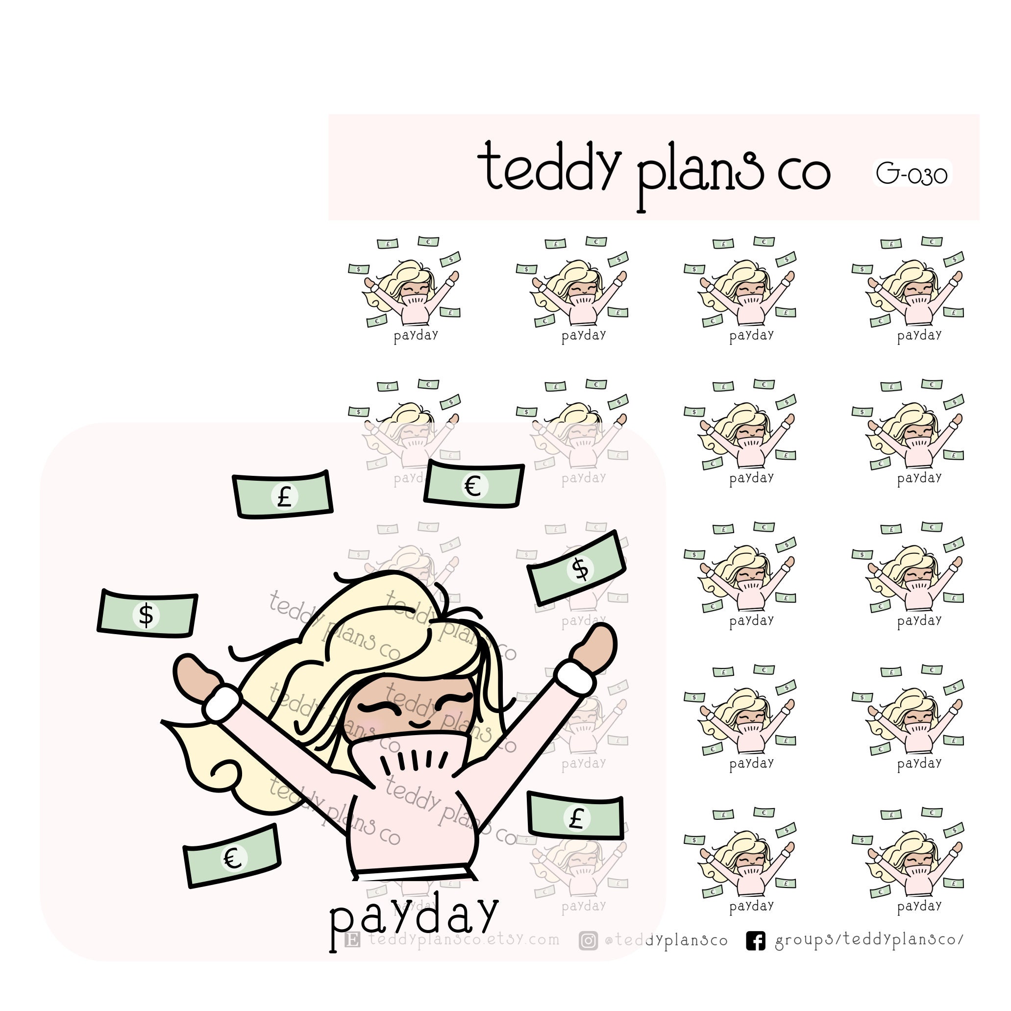 Payday Girl Stickers Printable Planner Stickers | Etsy