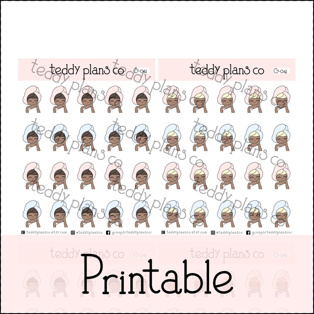 Wash Hair Girl Stickers | Printable Planner Stickers - Etsy