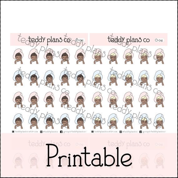 Wash Hair Girl Stickers Printable Planner Stickers - Etsy