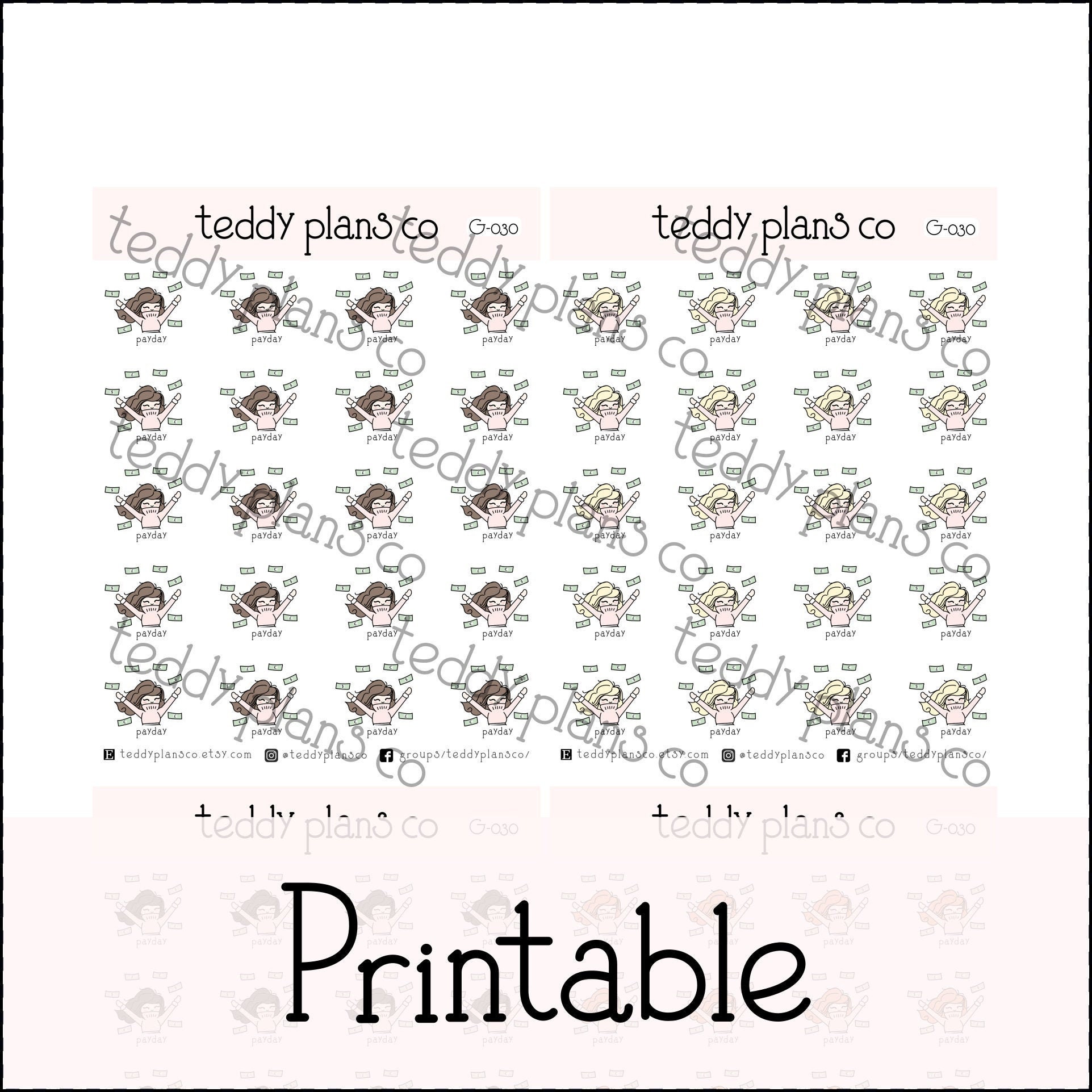 Payday Girl Stickers Printable Planner Stickers | Etsy