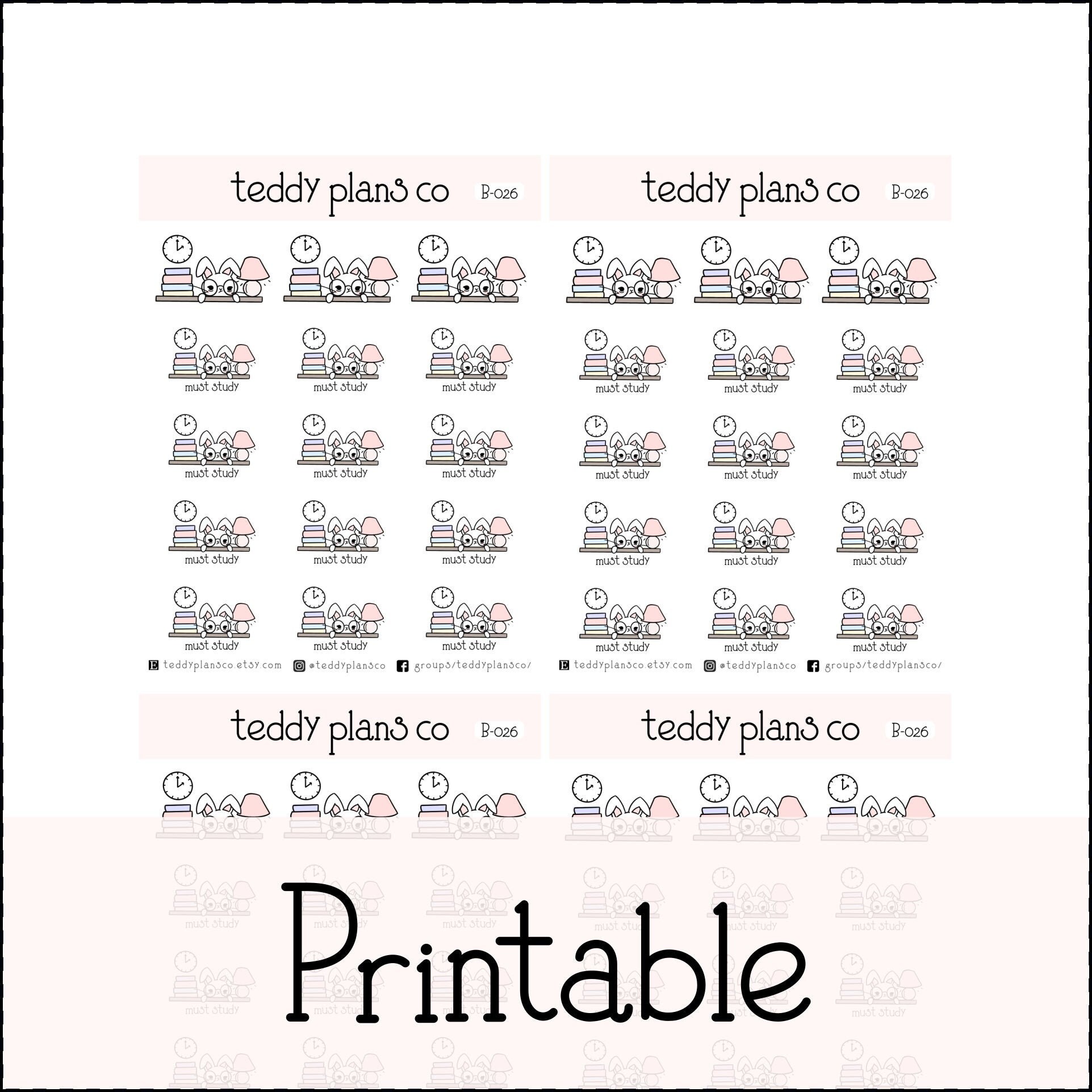 Study Bunnies Studying Homework Exams Assignment | Etsy