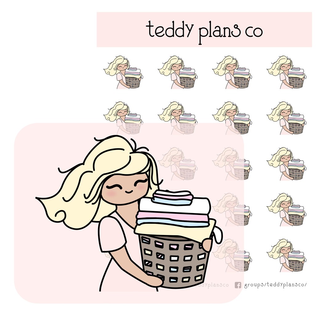 Laundry Planner Stickers, Chores Stickers, Girl Character Stickers ...
