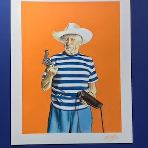 Pablo Picasso - 'cubist Cowboy' Original Artwork in Cadmium Orange ...