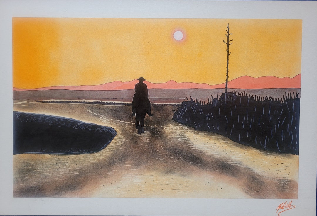 Goodbye Colonel - Lee Van Cleef Artwork - Cowboy Sunset - Etsy