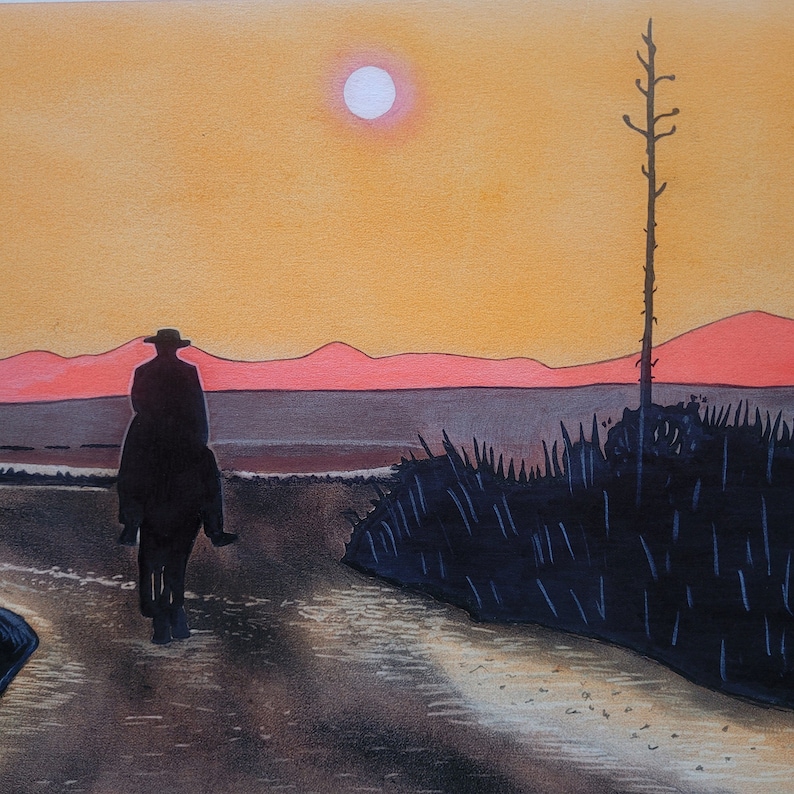 Goodbye Colonel - Lee Van Cleef Artwork - Cowboy Sunset - Etsy