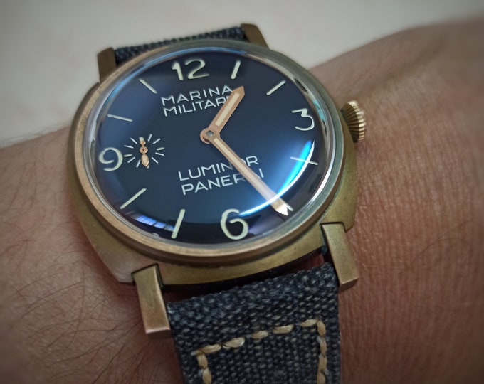 Marina Militare Luminor Bronze Watch Brevet Crown. WWII Canvas Military ...