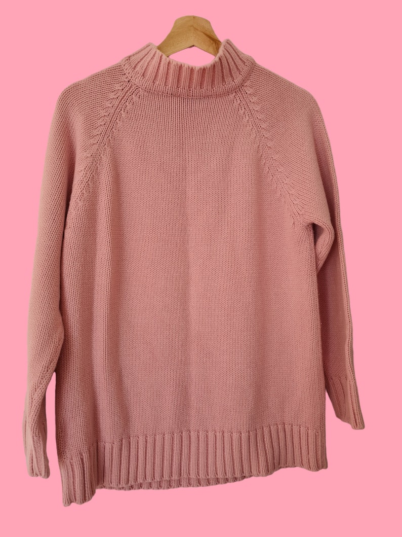 Vintage Pastel Pink Cable Knit Ribbed High Neck Long Jumper - Etsy