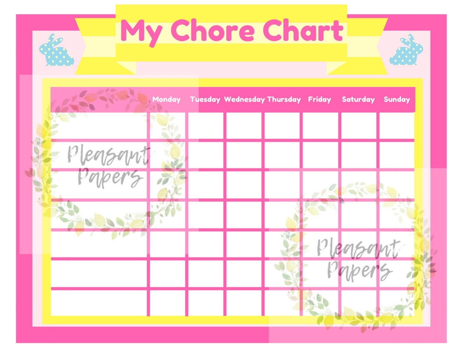 Printable Instant Download Preschool Chore Chart With Bunny - Etsy