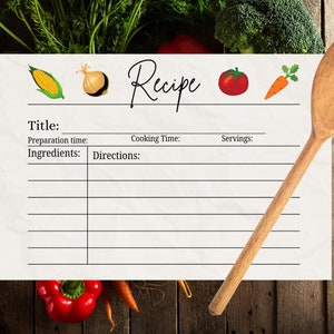 Recipe Cards, Farmers Market Recipe Cards, Printable Recipe Cards ...