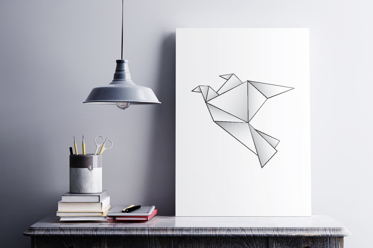 Origami Poster Minimal Wall Decor Japanese Paper Art | Etsy