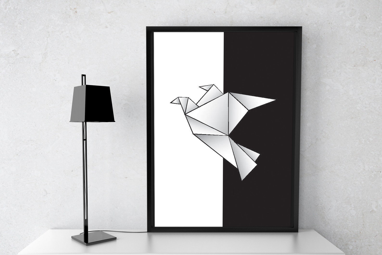 Origami Poster Minimal Wall Decor Japanese Paper Art | Etsy