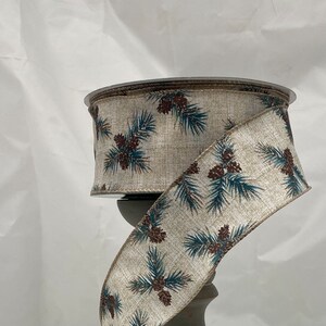 Pine Cone Winter Ribbon 2.5 X 5 Yds.wired Edge Ribbon - Etsy