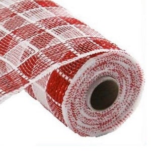 10” Red White Metallic Check Deco Poly Meshitem #: Re1367n5-red-whit - Etsy