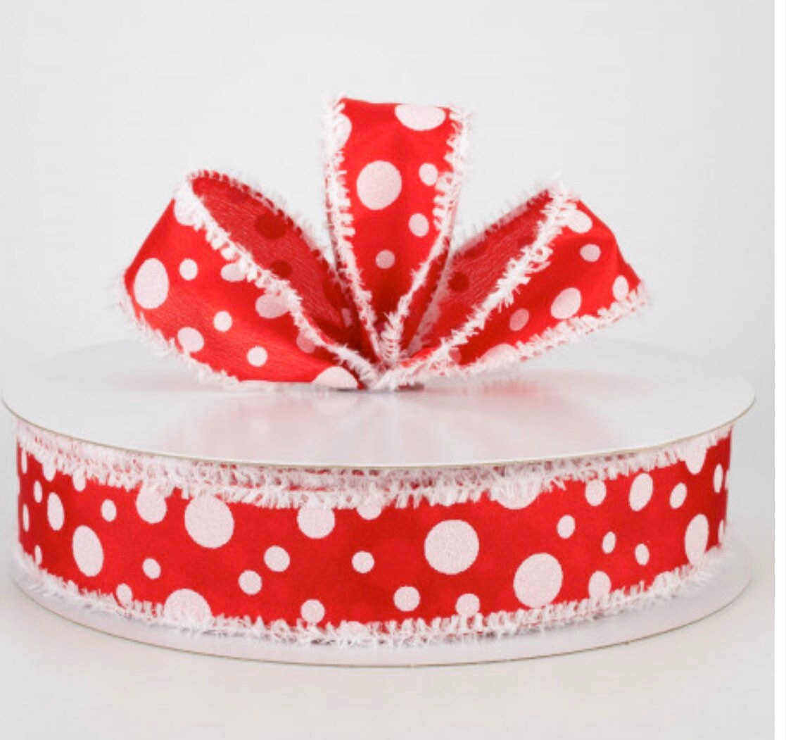 1.5 Glitter Dots Snow Edge Ribbon: Red & White | Etsy