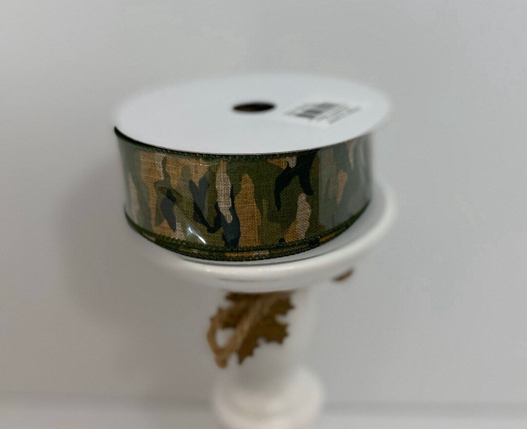 1.5” Camouflage Print Woven Ribbon: Woodland Green & Tan (10 Yards) - Etsy