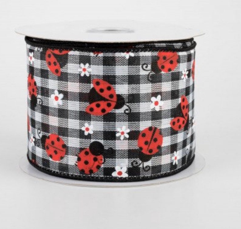 2.5 Mini Ladybugs Check Ribbon 10 Yards | Etsy
